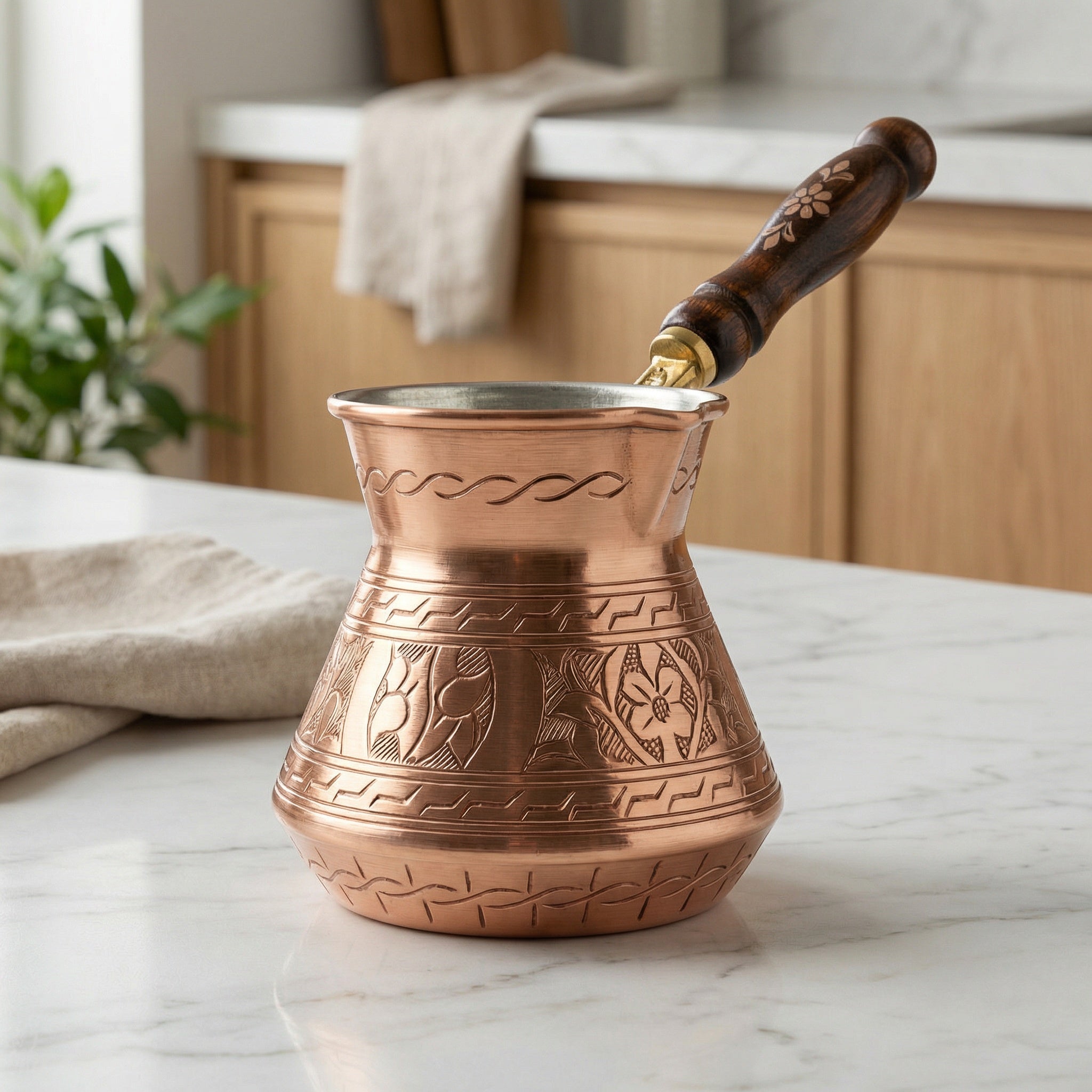 Bakır İşlemeli Cezve – Bakırzen
